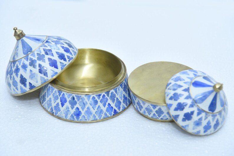 Handmade Bone Inlay Blue Geometric Box - Etsy