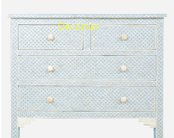 Bone Inlay Blue Fish Scale Pattern Chest of 4 Drawers - Etsy