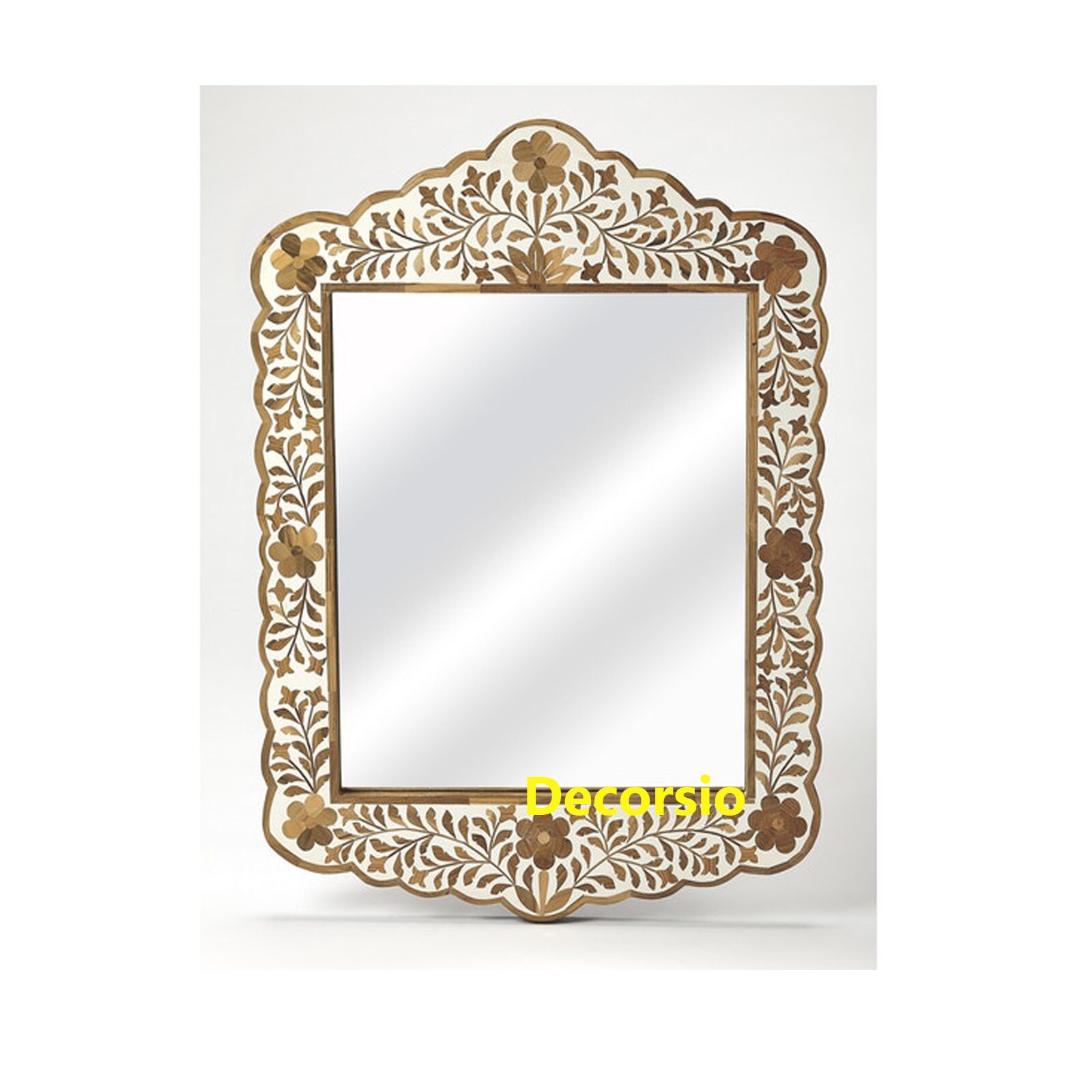 Handmade Bamboo Inlay Floral Pattern Mirror Frame With Free Mirror ...