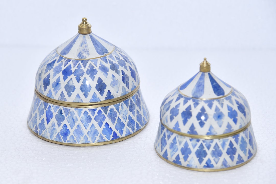 Handmade Bone Inlay Blue Geometric Box - Etsy