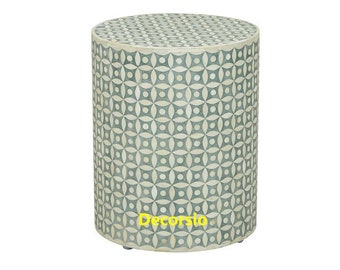 Bone Inlay Handmade Geometric Patterned Stool - Etsy