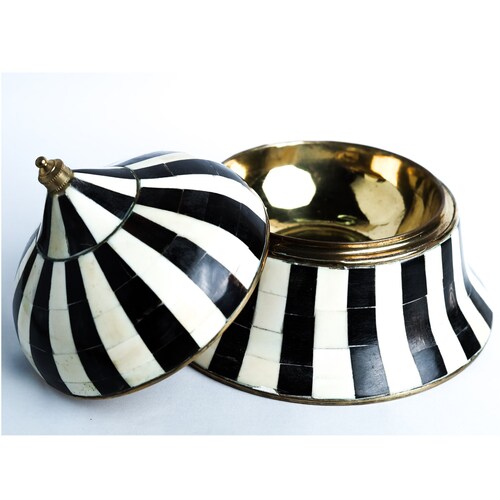 Handmade Horn Inlay Black Designer Pattern Round Suri Box / - Etsy