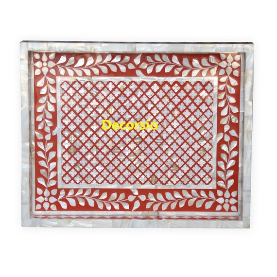 Handmade Mother of Pearl Inlay Red Floral Moroccan Pattern | Etsy