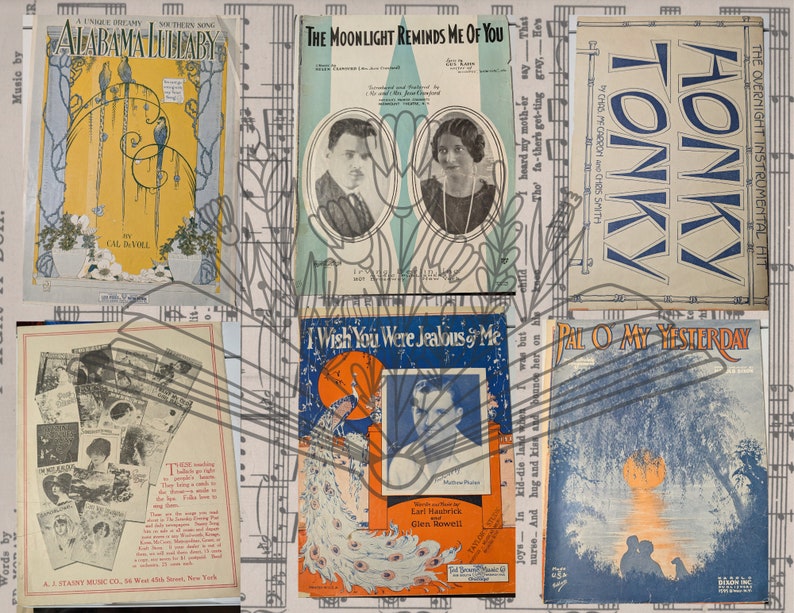30 Antique Music Page Covers From 1900-1924, Lovely Photos, WWI ...