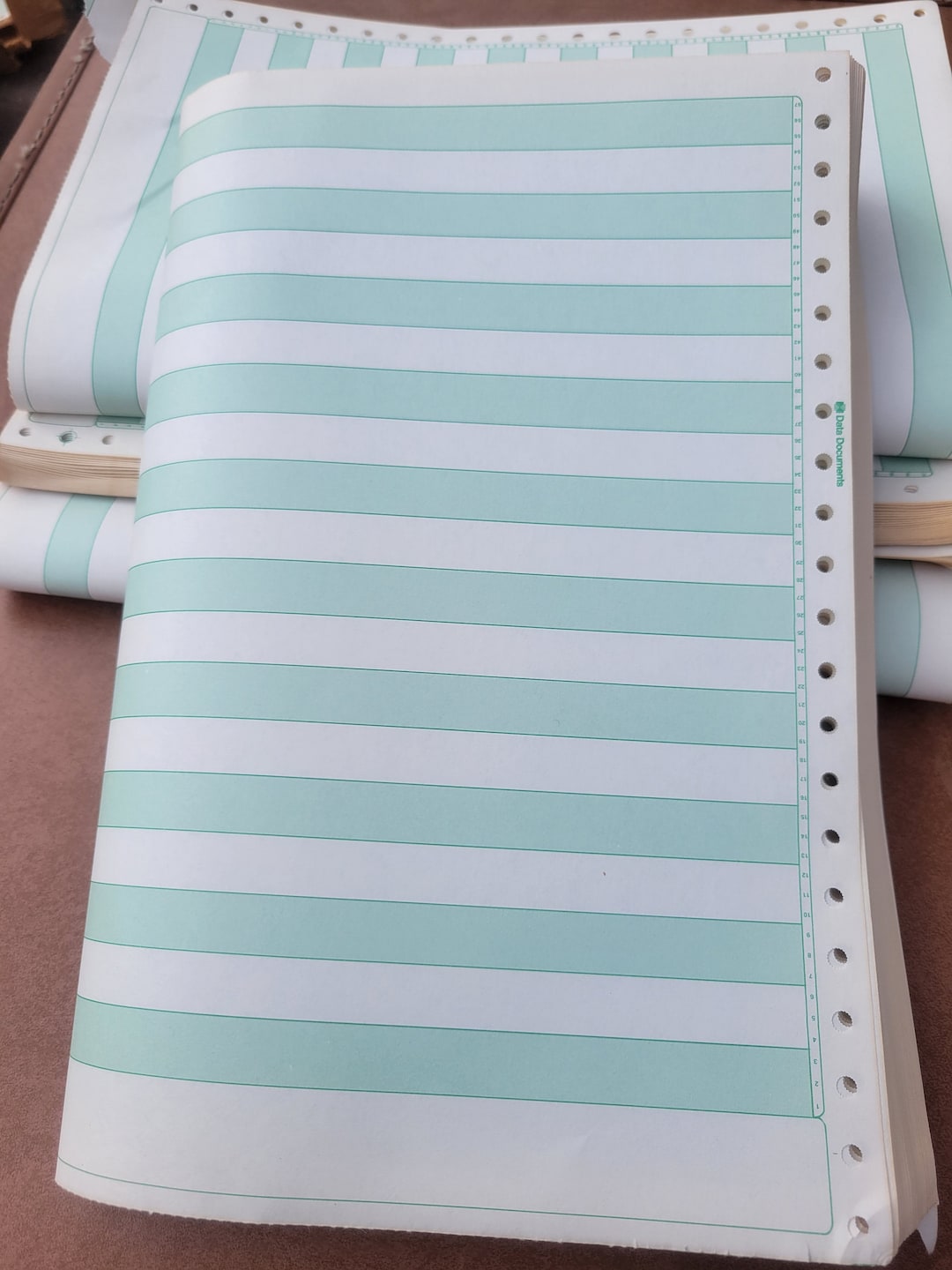 VINTAGE Green and White Stripe Continuation Computer Paper - Etsy