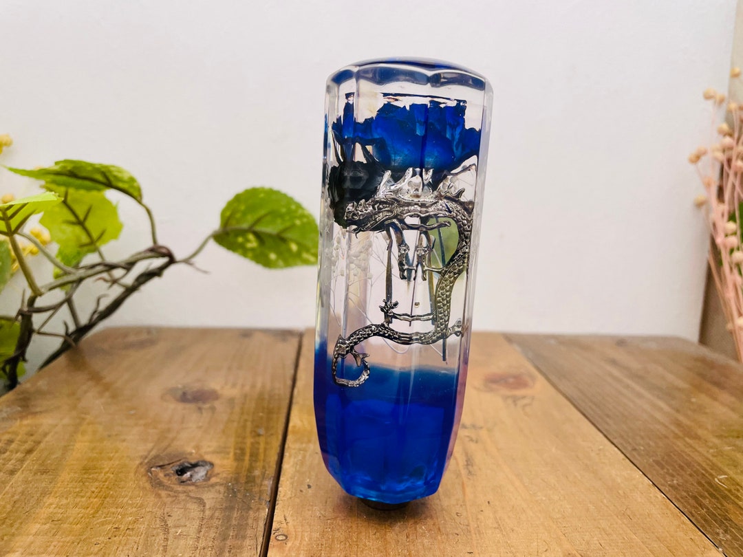 Underwater Flower Shift Knob Dragon and Rose Blue - Etsy