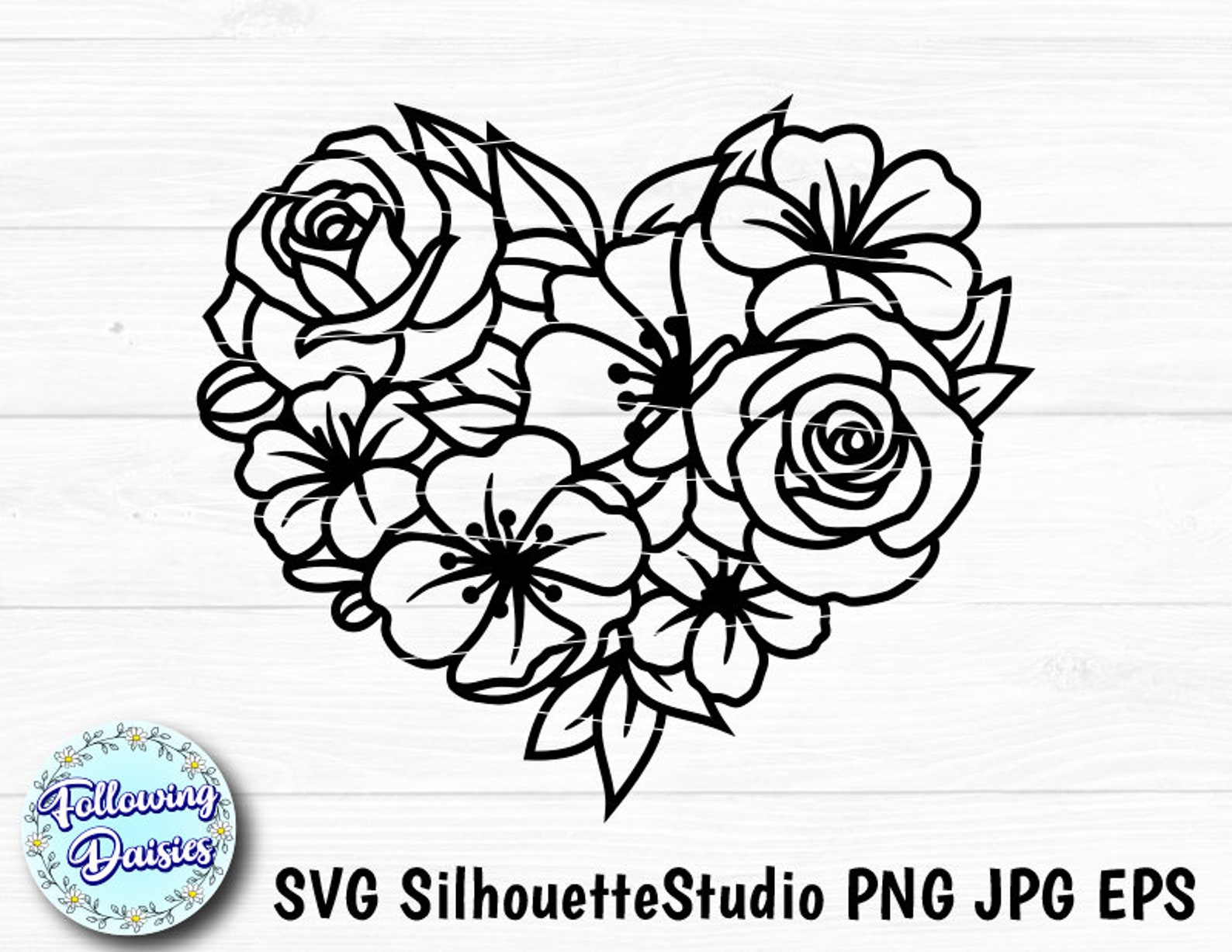 FLOWER HEART SVG Flowers Love Valentine's Day Floral - Etsy