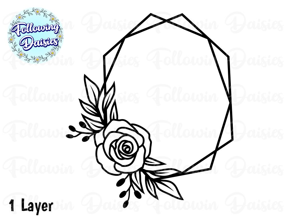 FLORAL FRAMES in SVG No.2 Geometric Frames Monogram Frame - Etsy