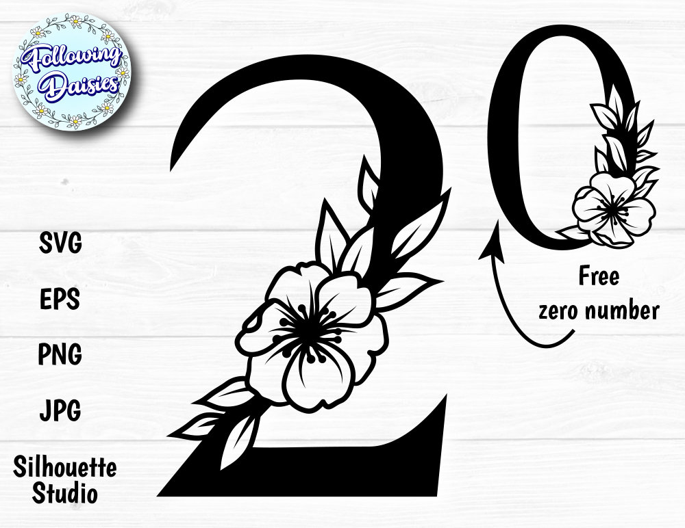 NUMBER 2 in SVG Floral Number Number 0 Number 20 - Etsy