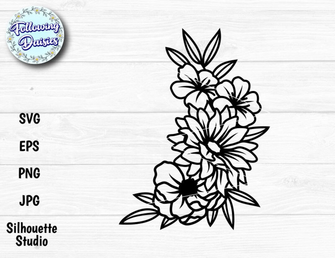 FLORAL BOUQUET SVG, Flowers, Flower Cut File, Floral Ornaments, Paper ...