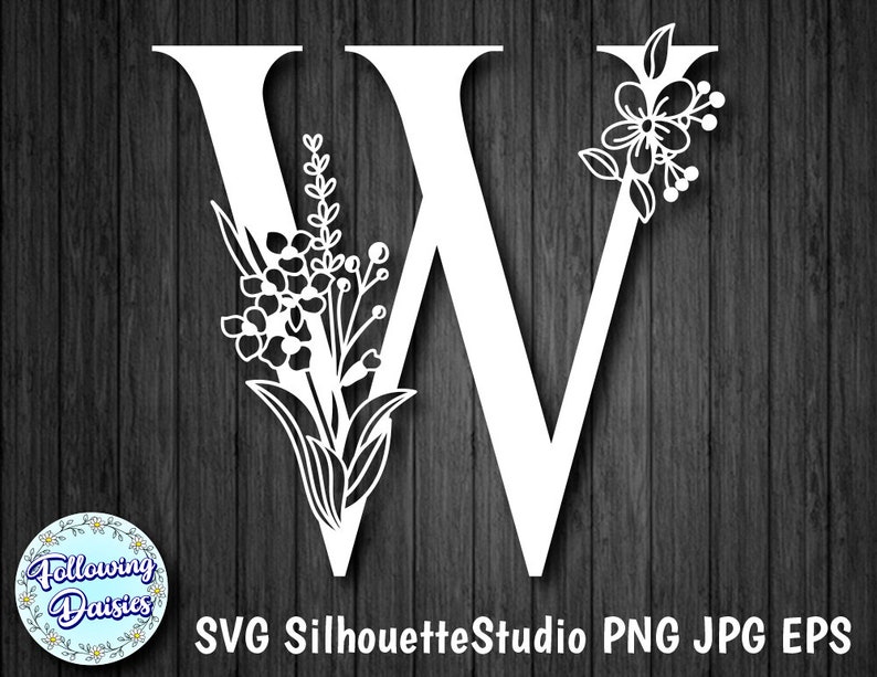 FLORAL LETTER W in Svg Decorative Initial Paper Cut - Etsy