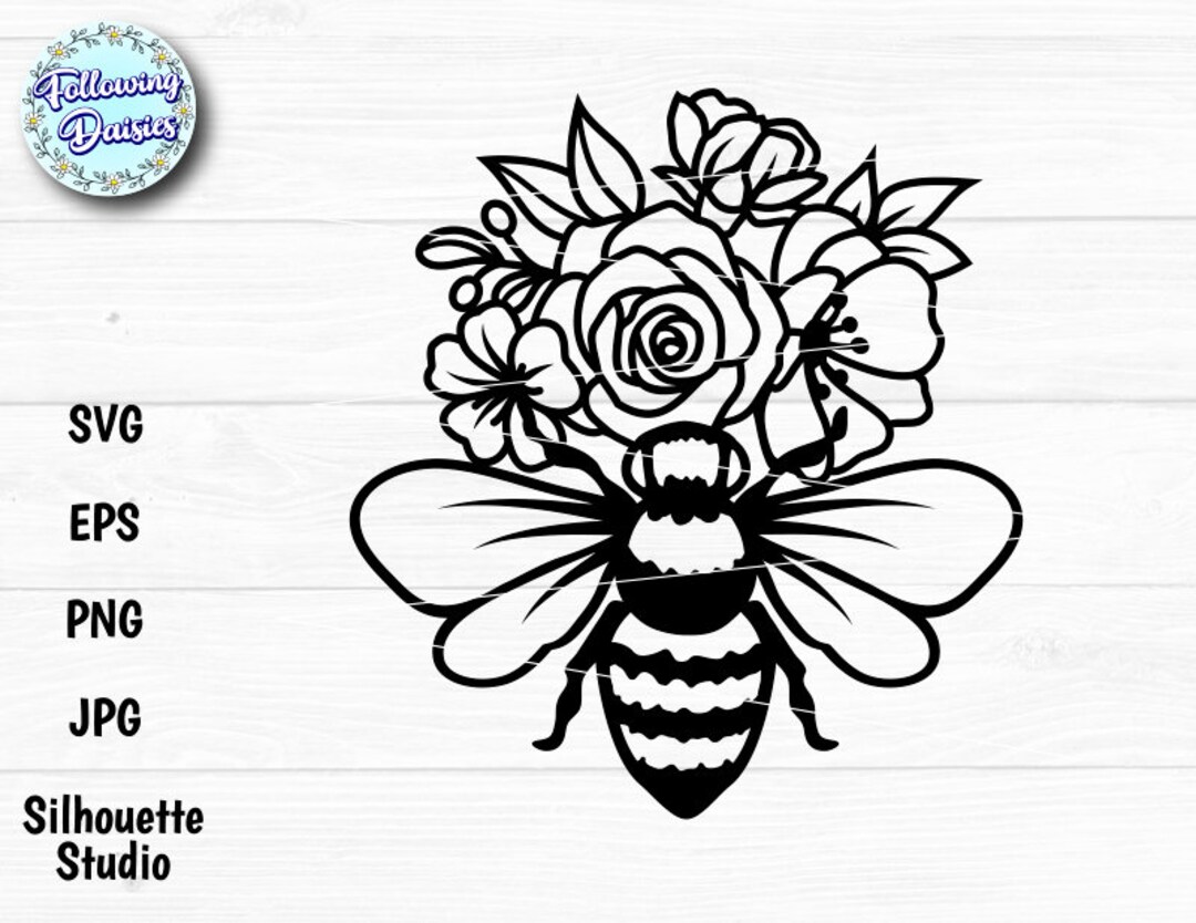 BEE and FLOWERS SVG, Floral Bee, Bumble Bee, Insects, Save the Bees ...