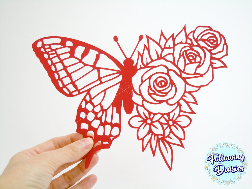 BUTTEFLIY in SVG, Floral Butterfly, Roses,flowers Svg, Spring ...