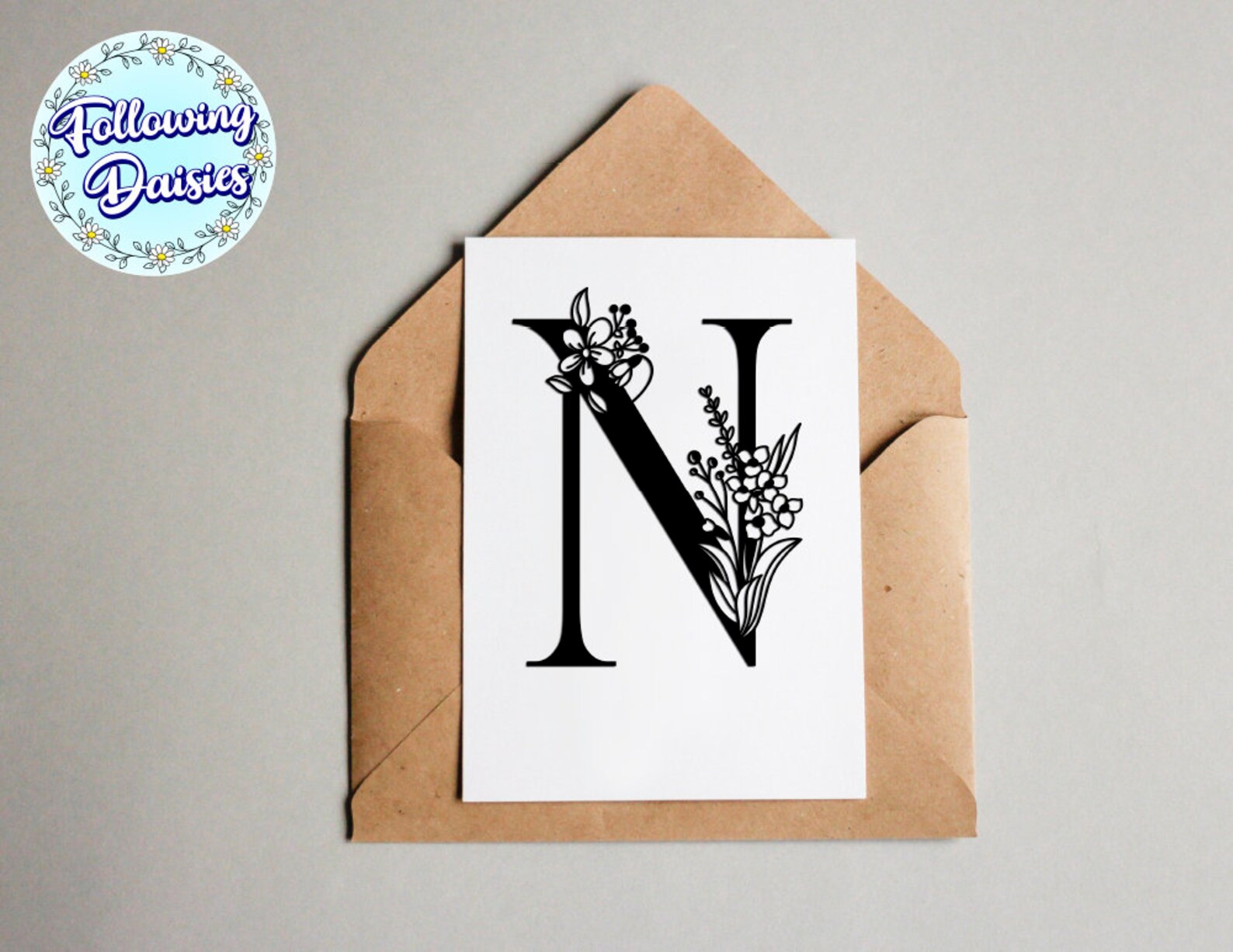 LETRA N Floral en SVG Letra N decorada con flores Archivos | Etsy