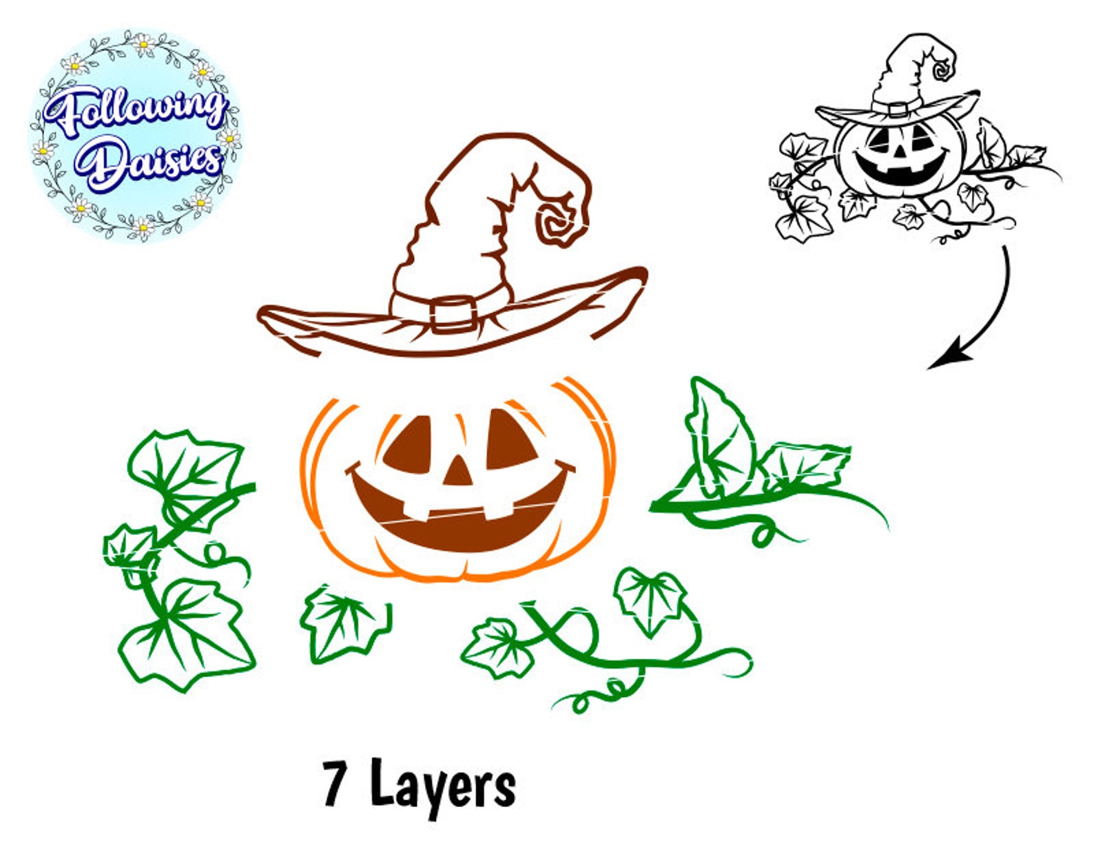 PUMPKIN With Witch Hat in SVG Format, Happy HALLOWEEN, Paper Cut ...