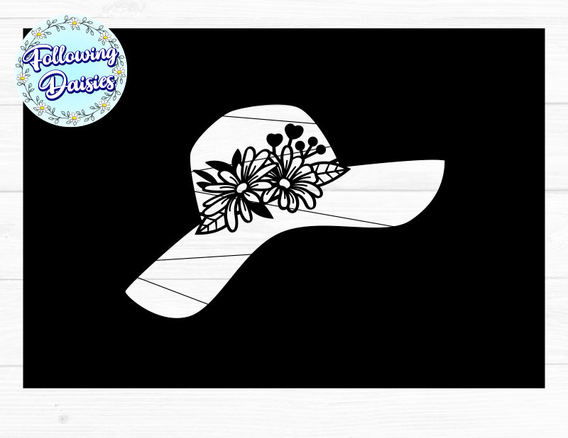 WOMAN HAT SVG, Floppy Hat With Flowers, Hat Silhouette, Instant ...