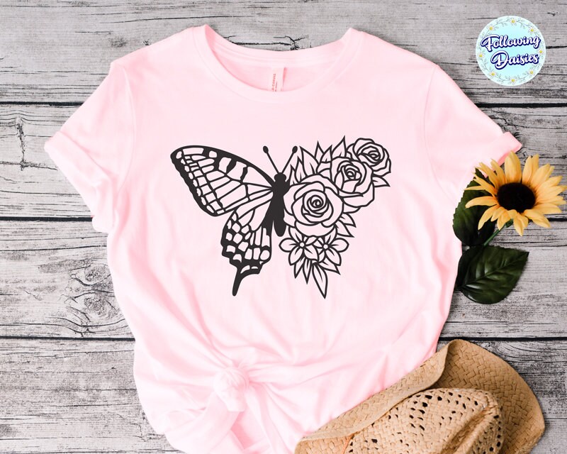 BUTTEFLIY in SVG, Floral Butterfly, Roses,flowers Svg, Spring ...