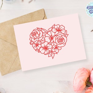 FLOWER HEART SVG, Flowers, Love, Valentine's Day, Floral Heart, Paper ...