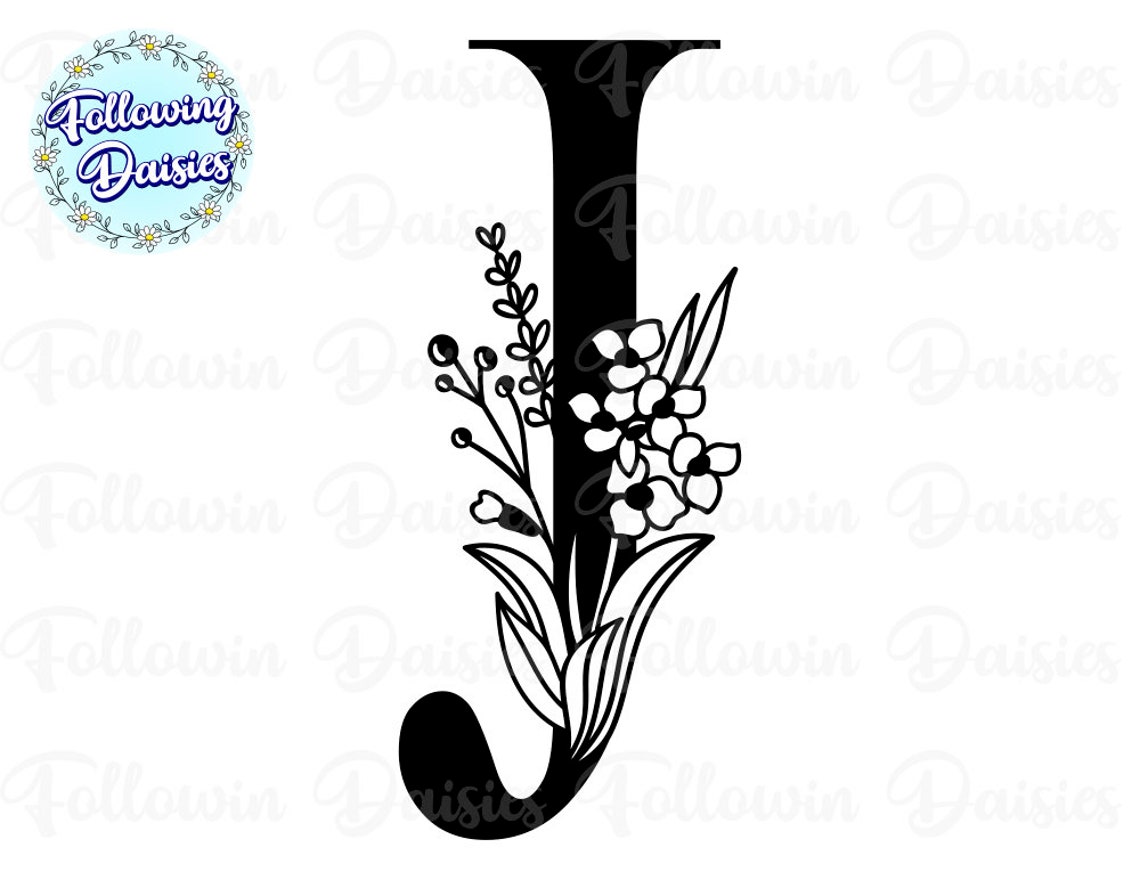FLORAL LETTER J in Svg Decorative Initial Paper Cut - Etsy