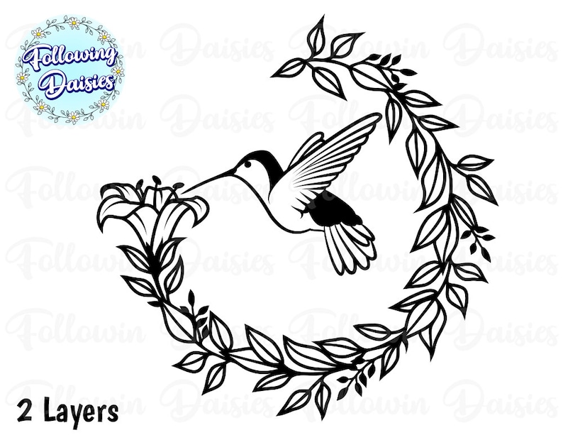 COLIBRÍ y CORONA en SVG Corona de hojas Flores Pájaro | Etsy