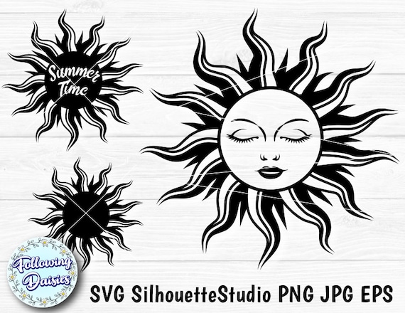 SUN FACE SVG Sun Vector Sun Silhouette Svg Files for Cricut - Etsy