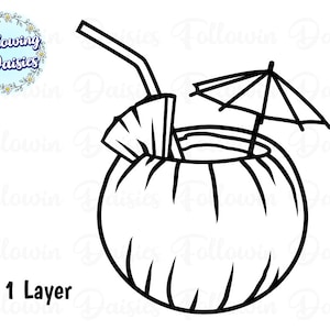 COCONUT Cocktail in SVG, Summer, Beach, Holidays, Tropical, Drink, Svg ...