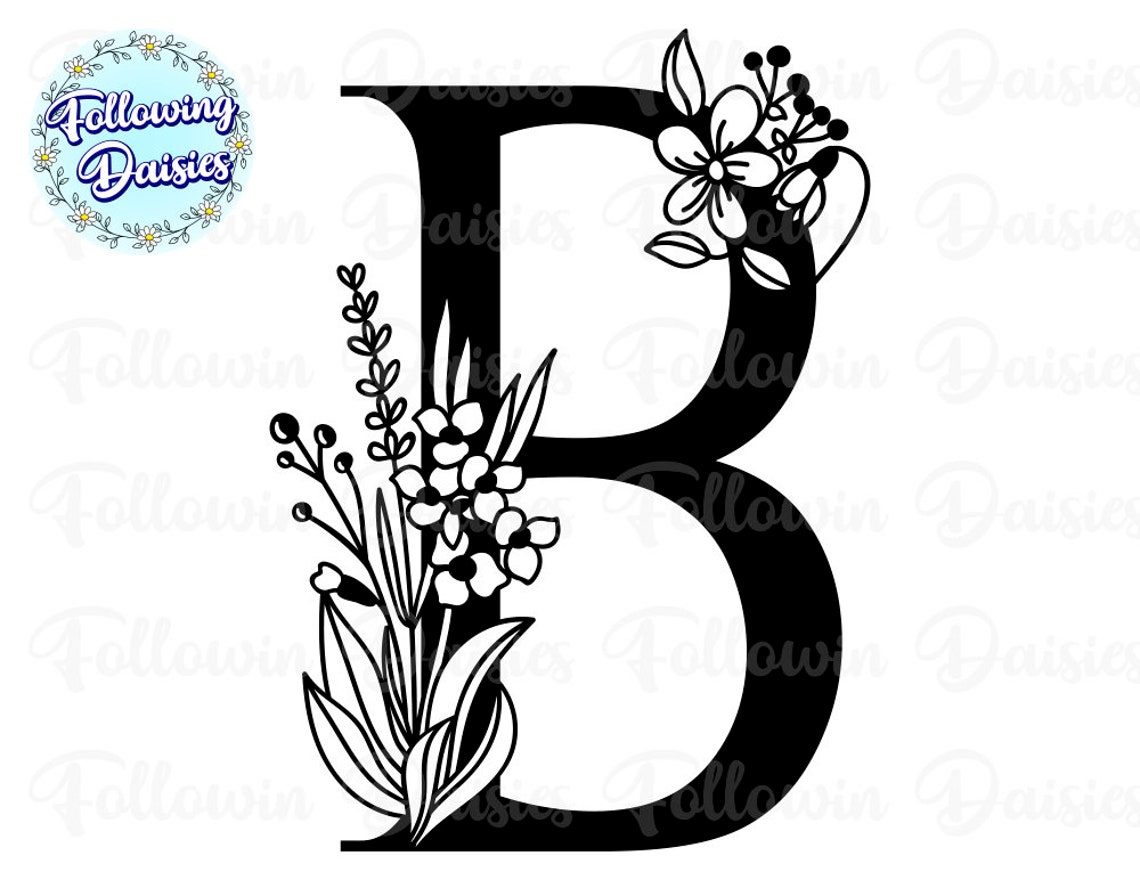 LETRA B Floral en SVG Letra B decorada con flores Archivos | Etsy España