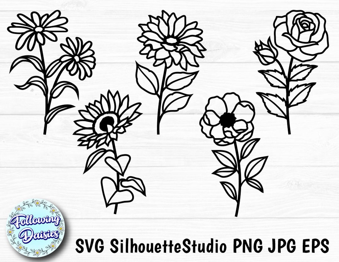 FLOWERS in SVG, Floral, Flower Cut File, Floral Ornaments, Gardening ...