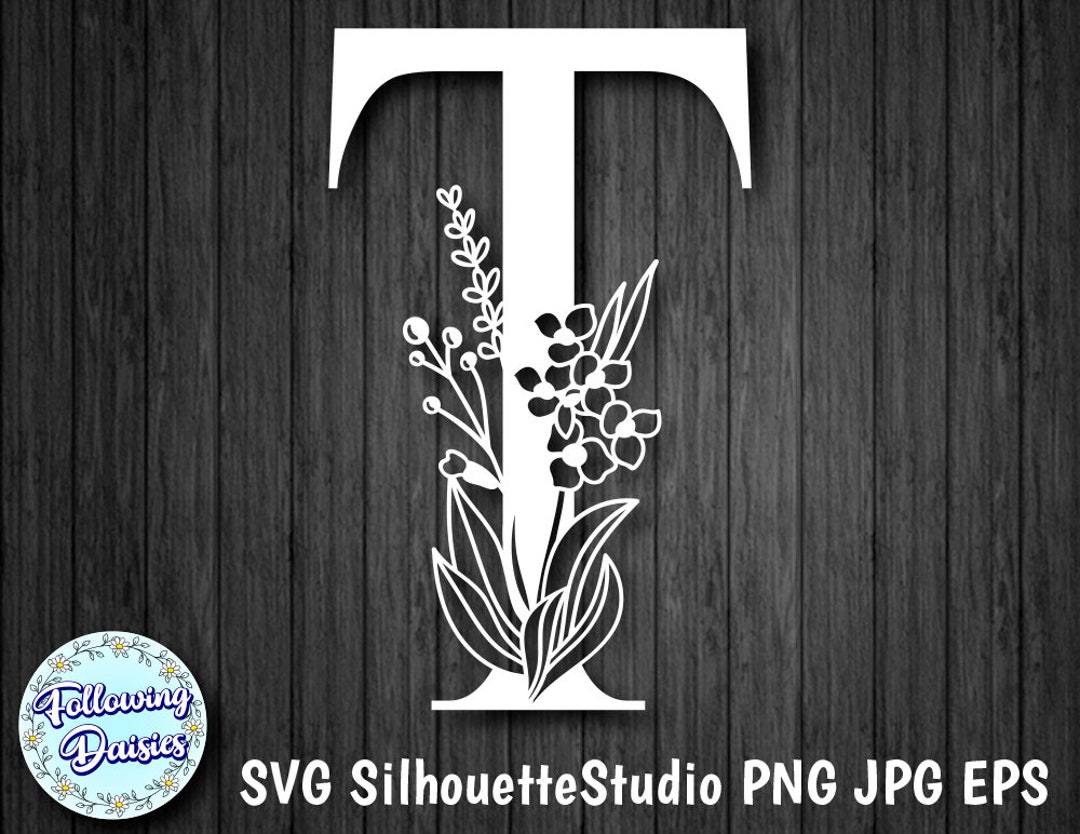 FLORAL LETTER T in Svg Decorative Initial Paper Cut - Etsy