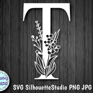 FLORAL LETTER T in Svg Decorative Initial Paper Cut - Etsy