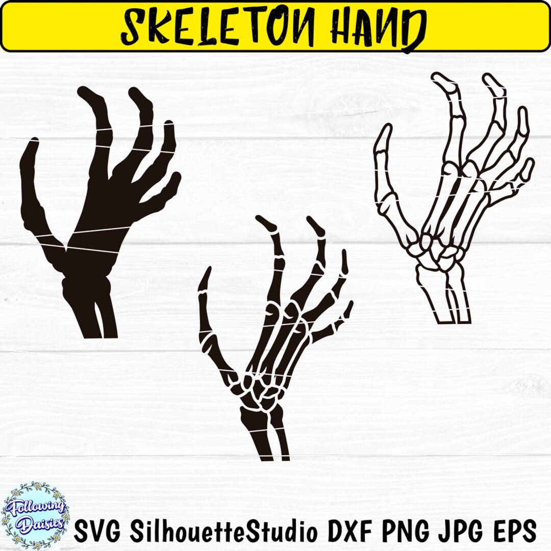 MANO ESQUELETO SVG Huesos de la Mano svg Halloween archivo - Etsy España