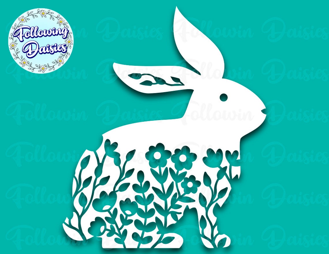 BUNNY in SVG Floral rabbit Bunny decorated with flowers Svg | Etsy
