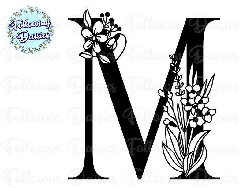 LETRA M Floral en SVG Letra M decorada con flores Archivos - Etsy España