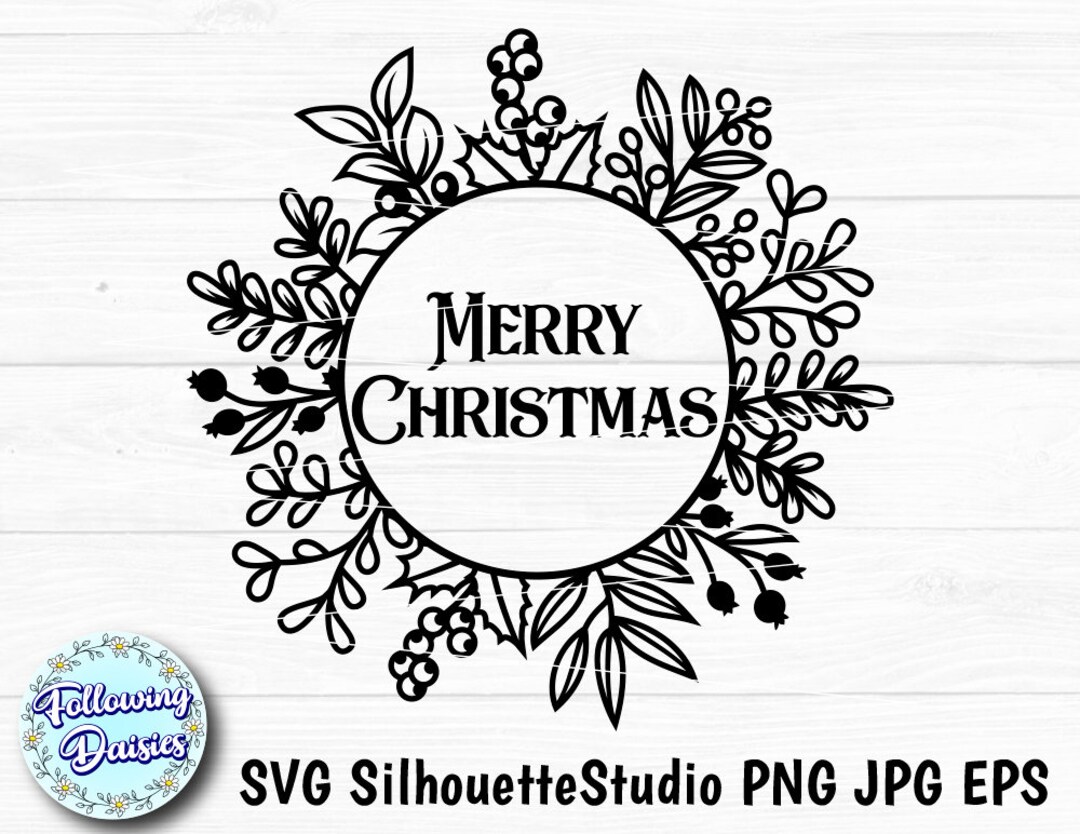 CHRISTMAS WREATH SVG, Leaf Frame Svg, Monogram Frame, Christmas ...