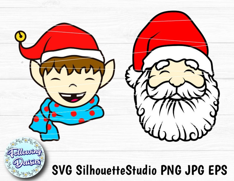 SANTA CLAUS and Elf in SVG, Christmas Templates En Svg, Christmas ...