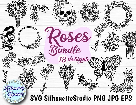 ROSES in SVG Roses Bundle Roses Bouquets Roses Frame | Etsy