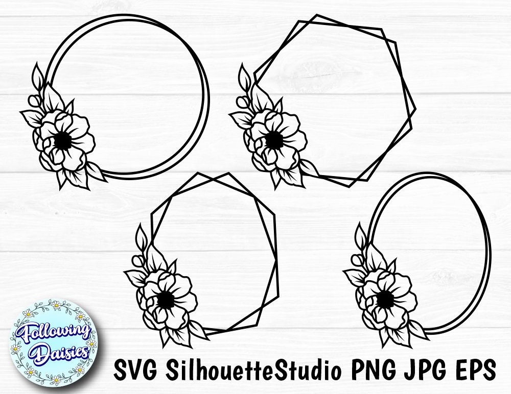 FLORAL FRAMES No.4 in SVG Geometric Frames Monogram Frame | Etsy
