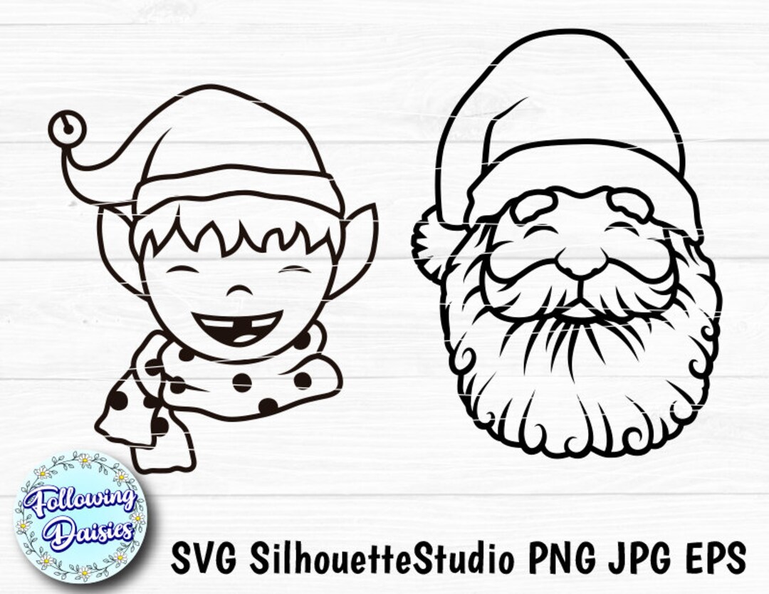 SANTA CLAUS and Elf in SVG, Christmas Templates En Svg, Christmas ...