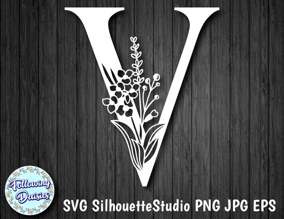 FLORAL LETTER V in Svg Decorative Initial Paper cut | Etsy
