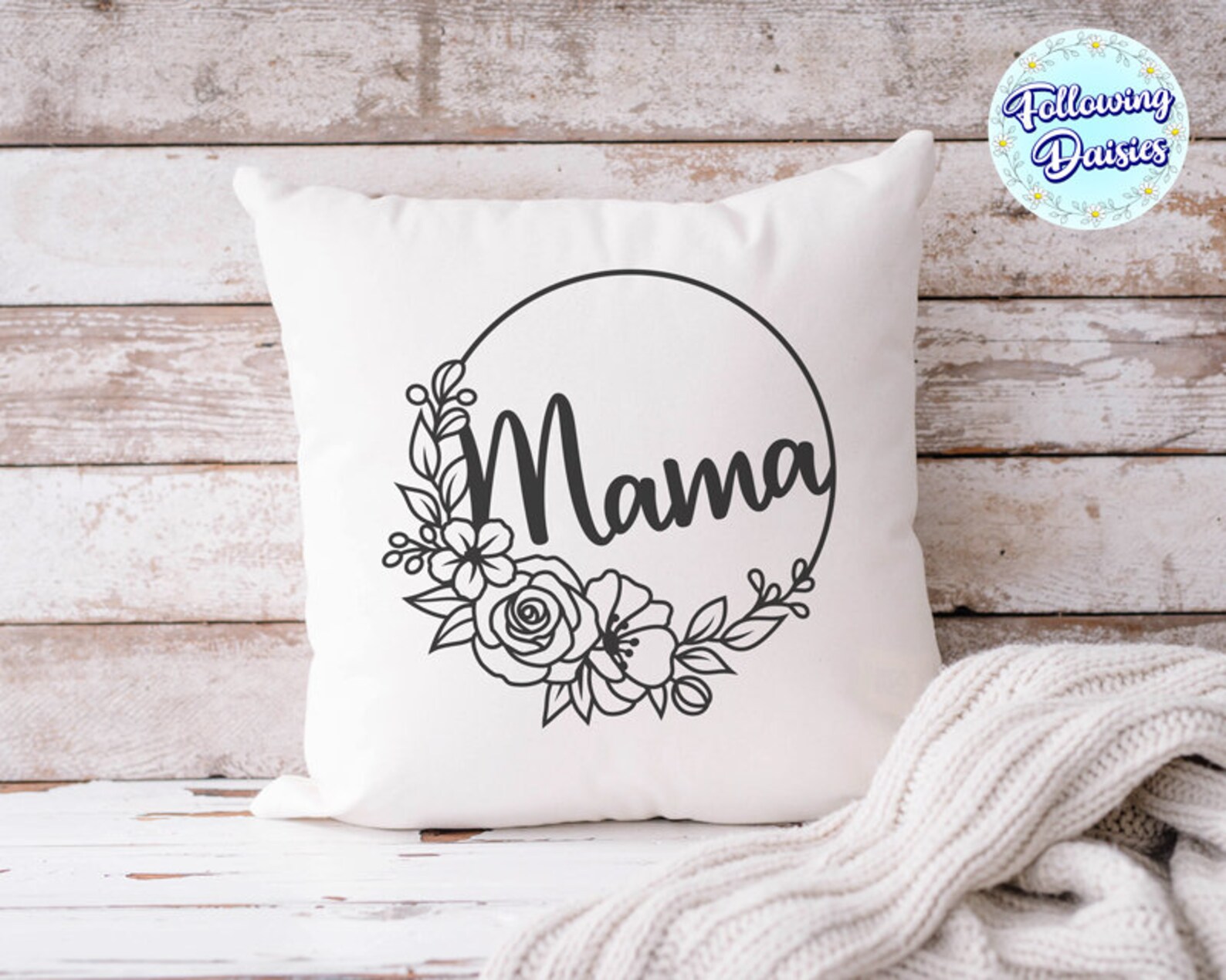 FLORAL CIRCLE MAMA Svg Mothers Day Floral Frame Mom | Etsy
