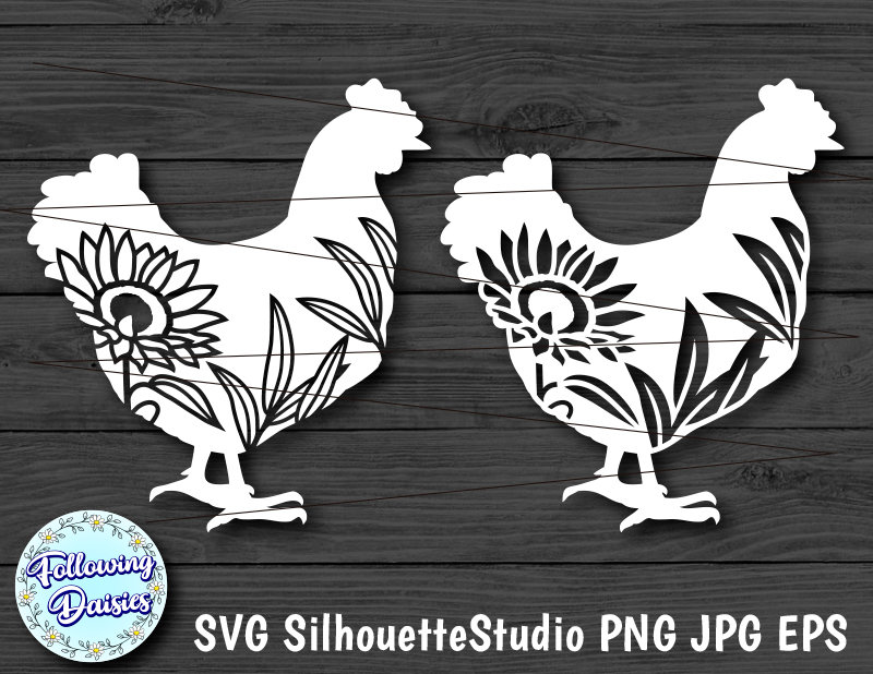 Home & Living Chicken with Dandelion Flowers Svg Chicken Download svg ...