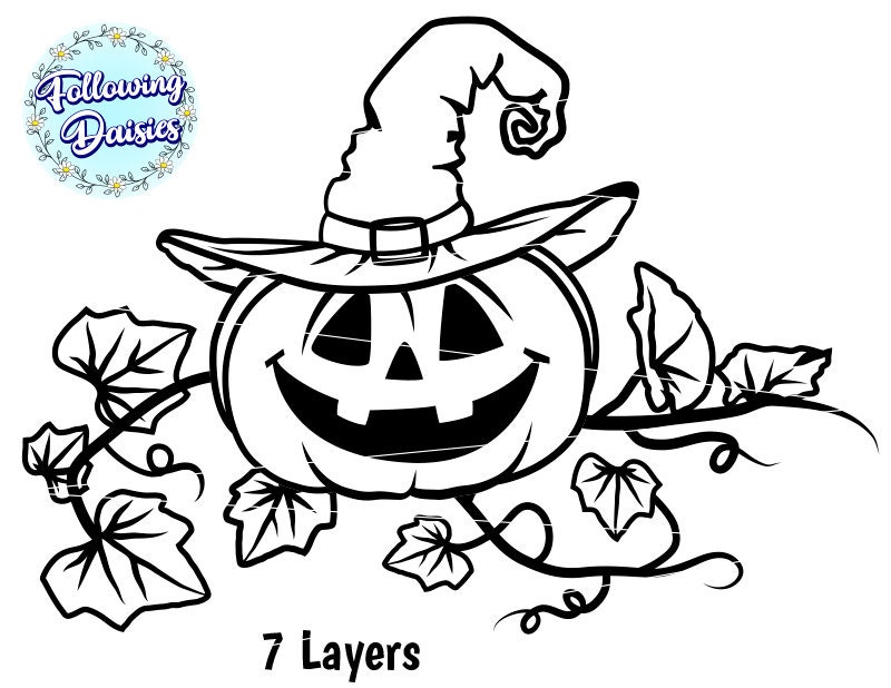 PUMPKIN With Witch Hat in SVG Format, Happy HALLOWEEN, Paper Cut ...