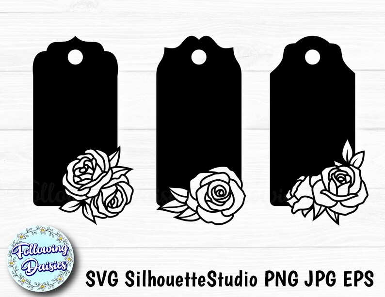 FLORAL TAGS SVG Roses Floral Decoration Flowers Gift Tags | Etsy