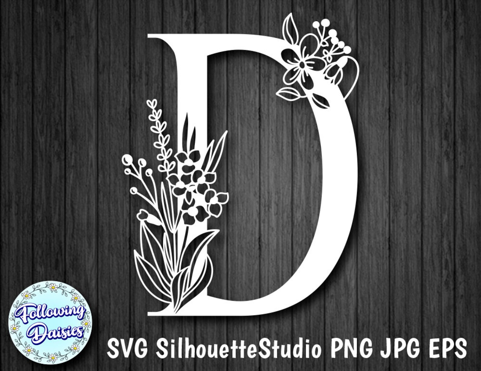 FLORAL LETTER D in Svg Decorative Initial Paper Cut | Etsy