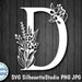 FLORAL LETTER D in Svg, Decorative Initial, Paper Cut Template, Instant ...