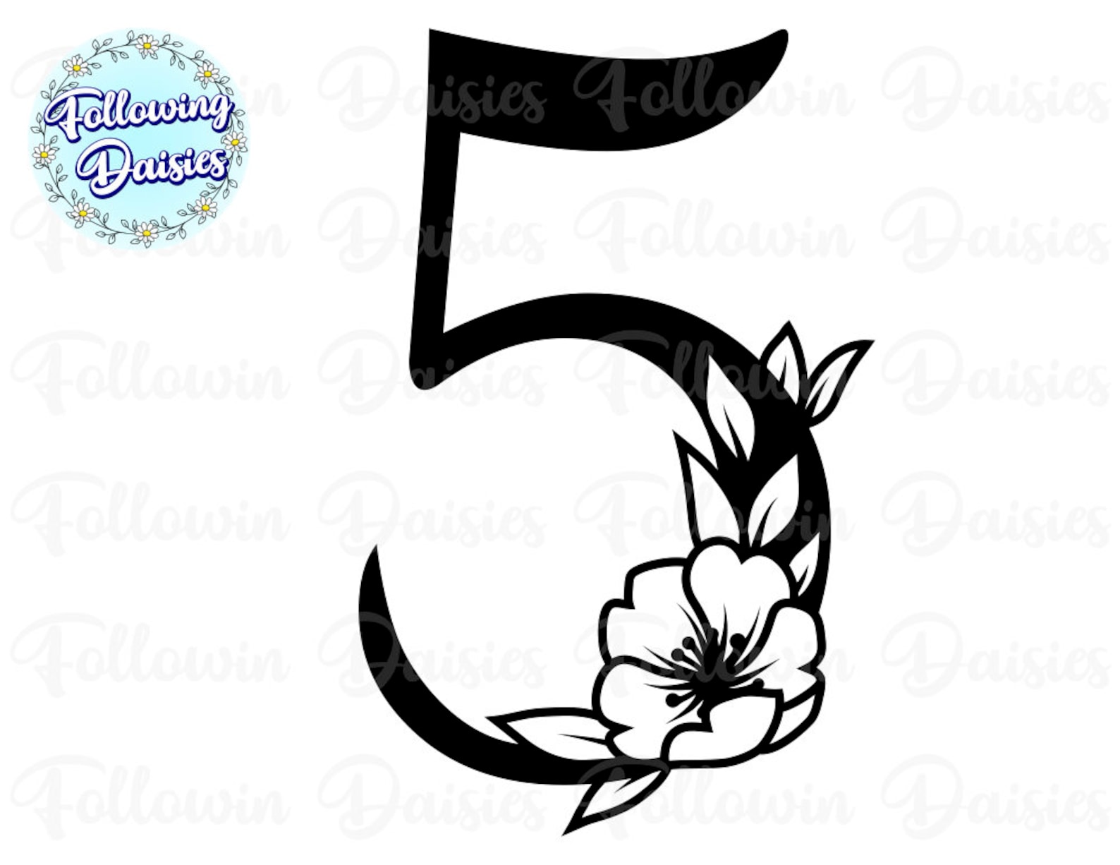 NUMBER 5 in SVG Floral Number Number 0 Number 50 - Etsy