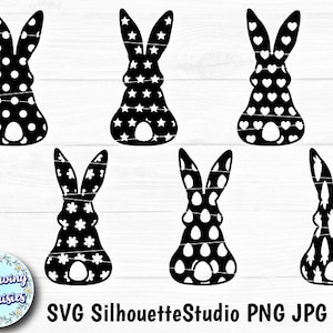 RABBITS in SVG, Easter Rabbit, Bunnies, Rabbit Silhouettes, Patterned ...