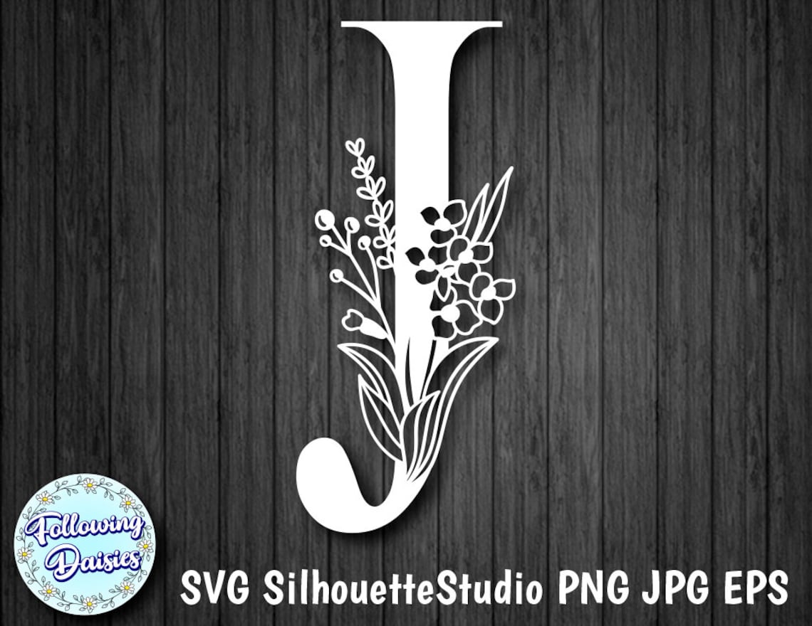 FLORAL LETTER J in Svg Decorative Initial Paper Cut - Etsy