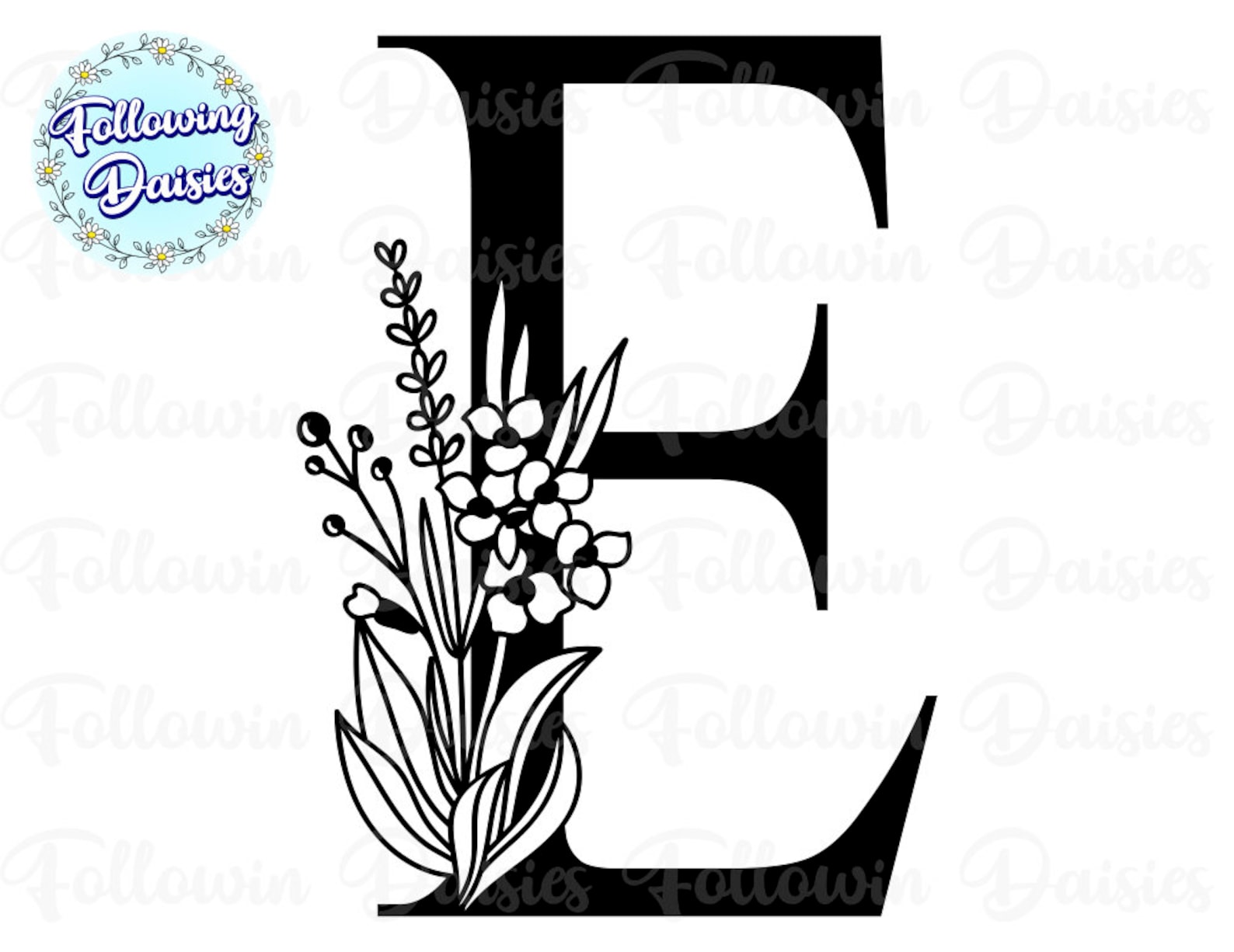 LETRA E Floral en SVG Letra E decorada con flores Archivos - Etsy España