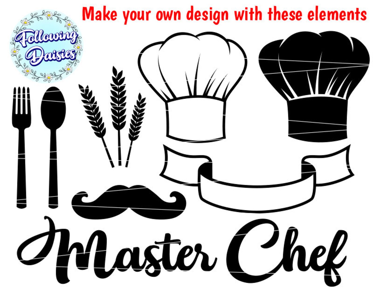 MASTER CHEF Pack En SVG Chef Hat Paper Cut Template Svg | Etsy